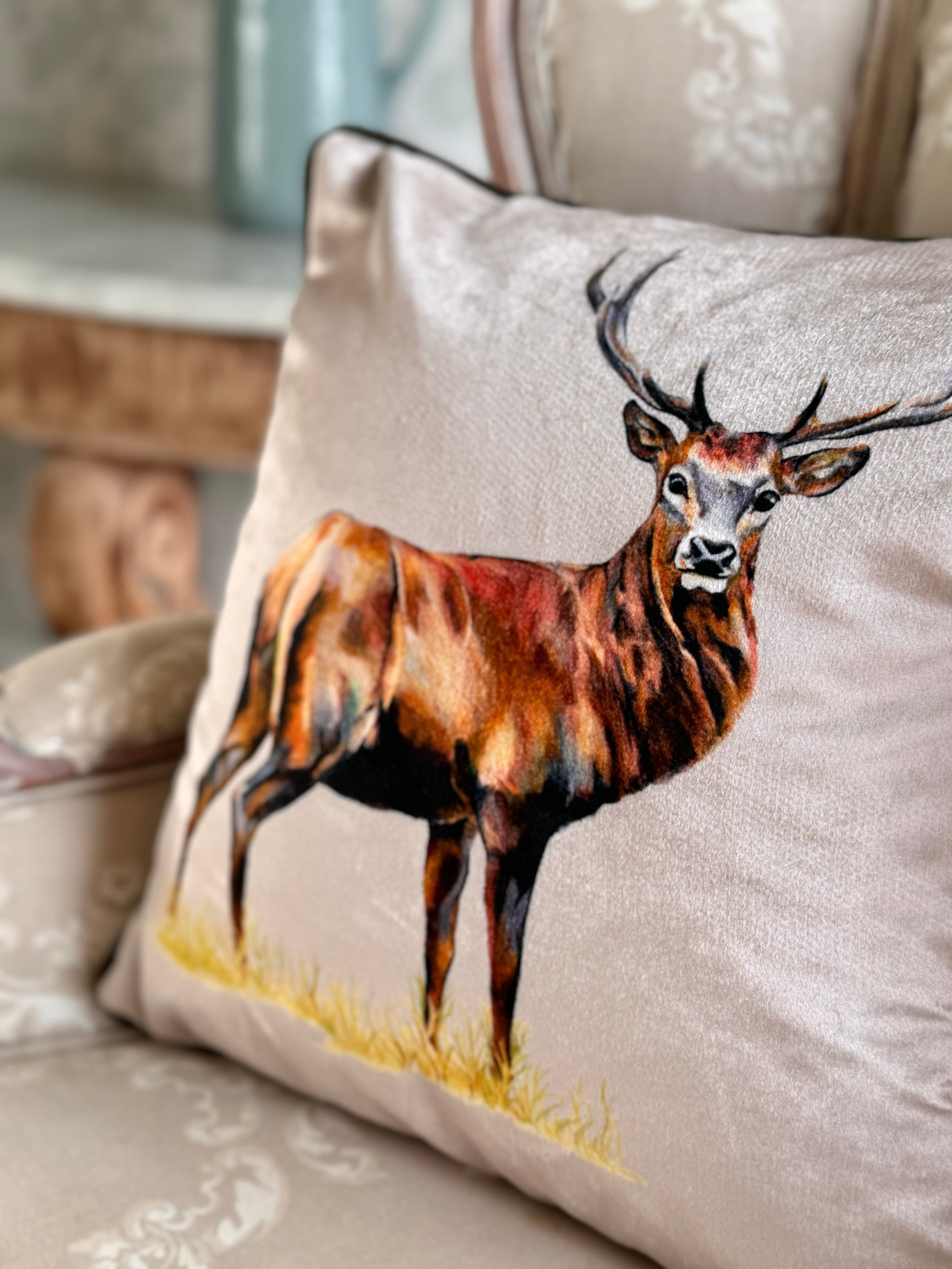 Royal Red Stag Velvet Cushion Cover – Hares and Grace